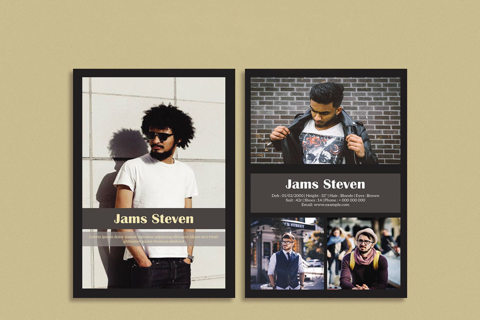 Printable Modeling Comp Card Template Model Comp Card Zed - Etsy