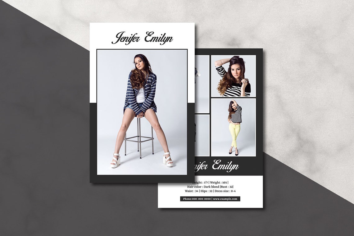 Model Comp Card Template Fashion Modeling Comp Card | Etsy