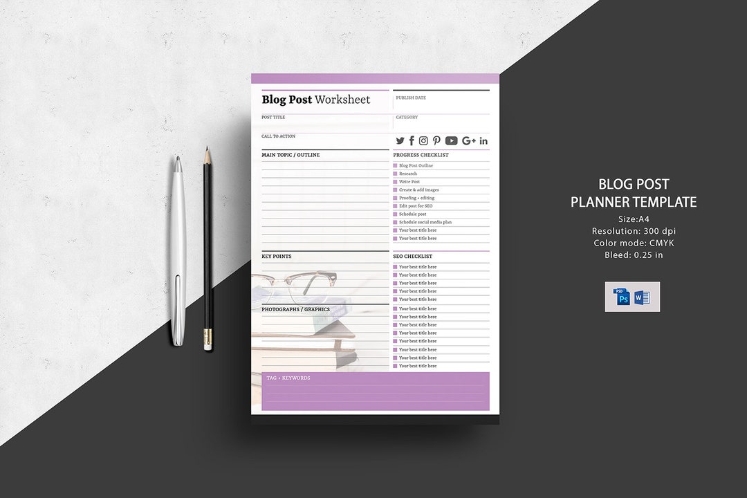 Blog Planner Worksheet, Blog Post Planner, Blogging Checklist JPG, Ms ...