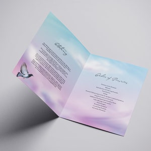 Heavenly Dove Funeral Program Template: Obituary, Memorial (instant ...