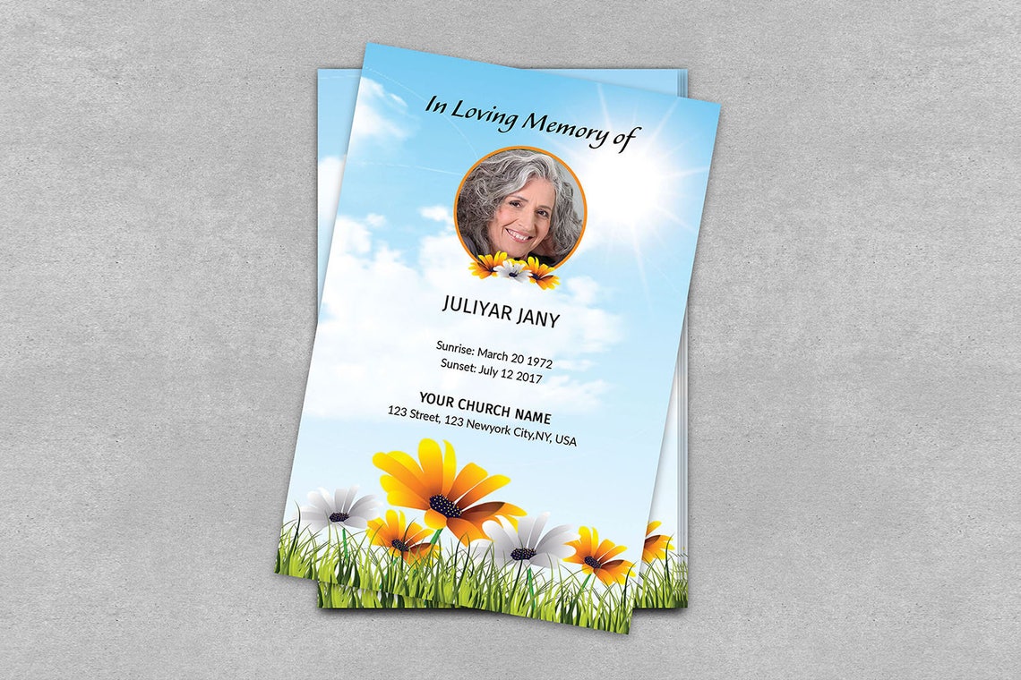 Memorial Prayer Card Template Funeral Prayer Card Editable - Etsy