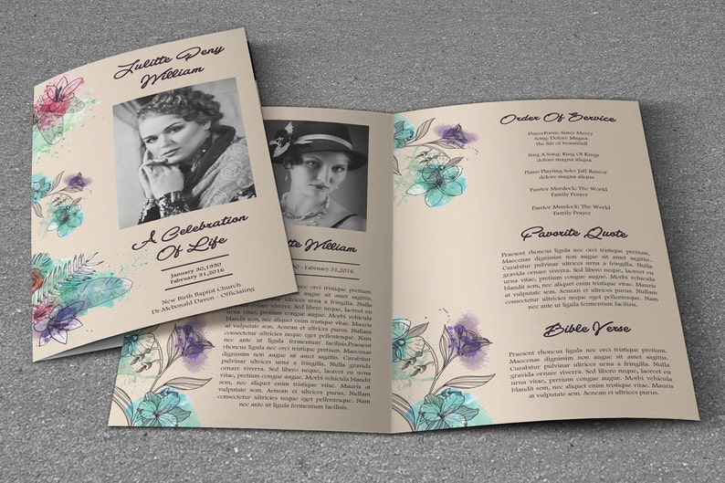 Vintage Funeral Program Template Obituary Template | Etsy