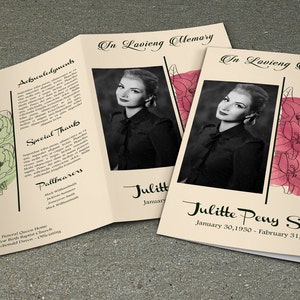 Vintage Funeral Program Template: Bifold Obituary (digital Download) - Etsy