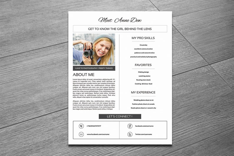 About Me Page Template Professional Photographer About Me - Etsy