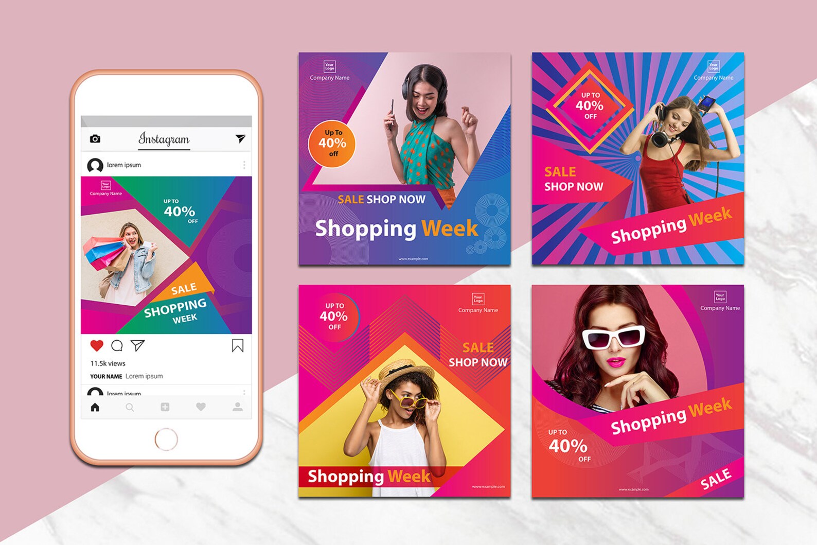 Colorful Instagram Promotional Banner Template Social Media | Etsy