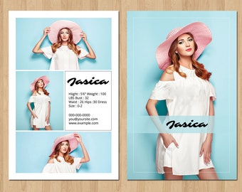 Modeling Comp Card Model Agency Zed Card Photoshop & MS Word Template ...