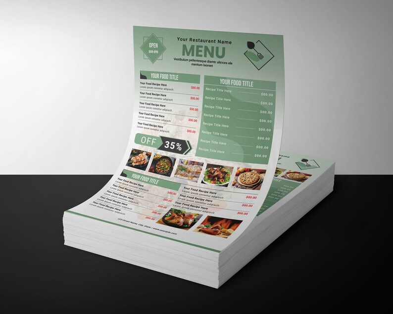 Restaurant Menu Flyer Template Printable Restaurant Flyer | Etsy