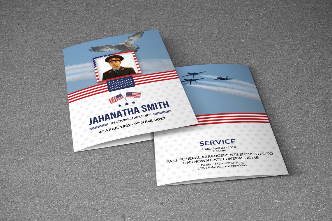 Military Army Funeral Program Template Memorial Program - Etsy