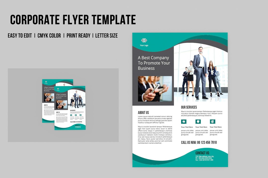 Minimal Business Flyer Printable Clean Corporate Flyer Template Ms Word ...