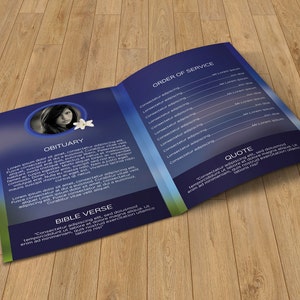Elegant Funeral Program Template, Obituary Template Photoshop, Ms Word and Mac Page Template Fp ...