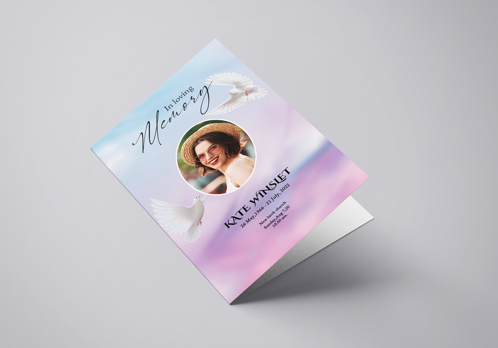 Heavenly Dove Funeral Program Template Obituary Template - Etsy