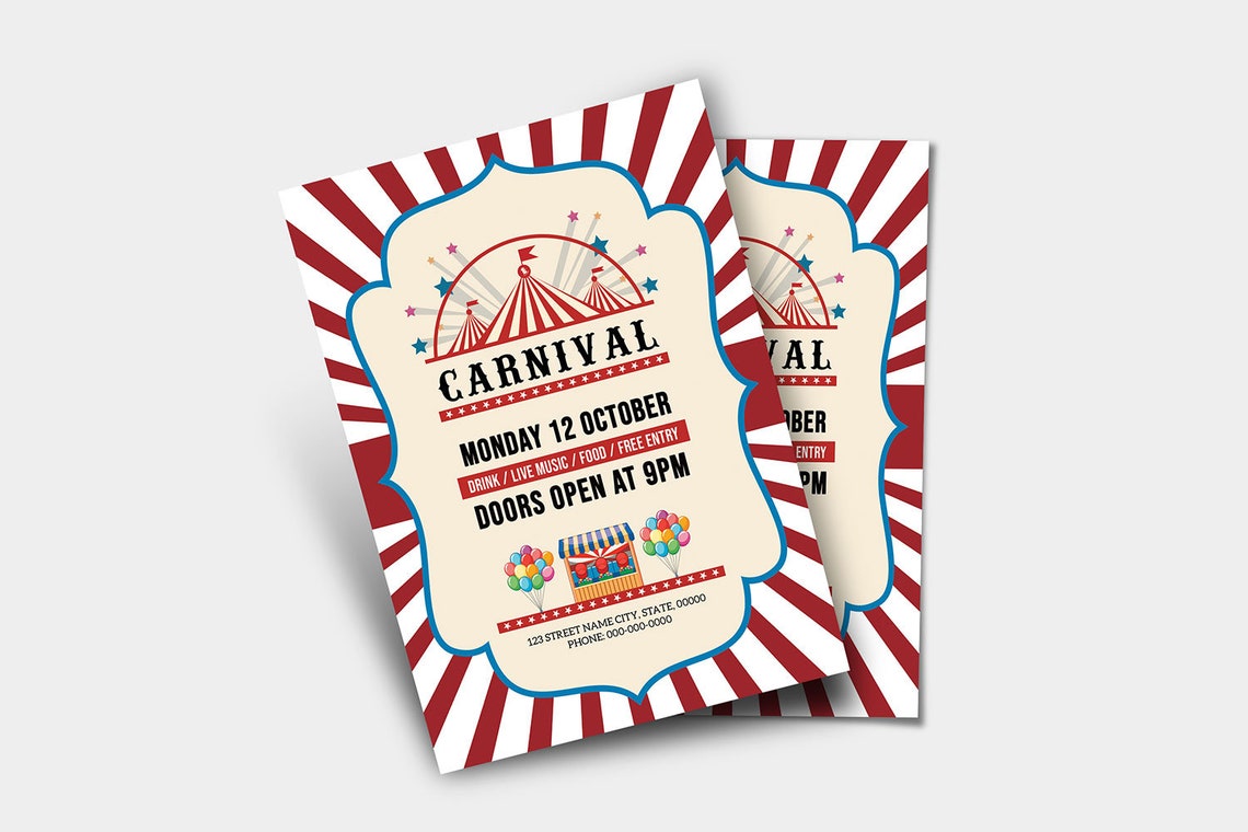 Carnival Flyer Template Carnival Fun Fair Flyer MS Word and - Etsy