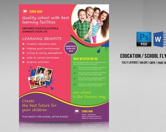 School Admission Flyer Template Ms Word , Photoshop and Canva Template ...