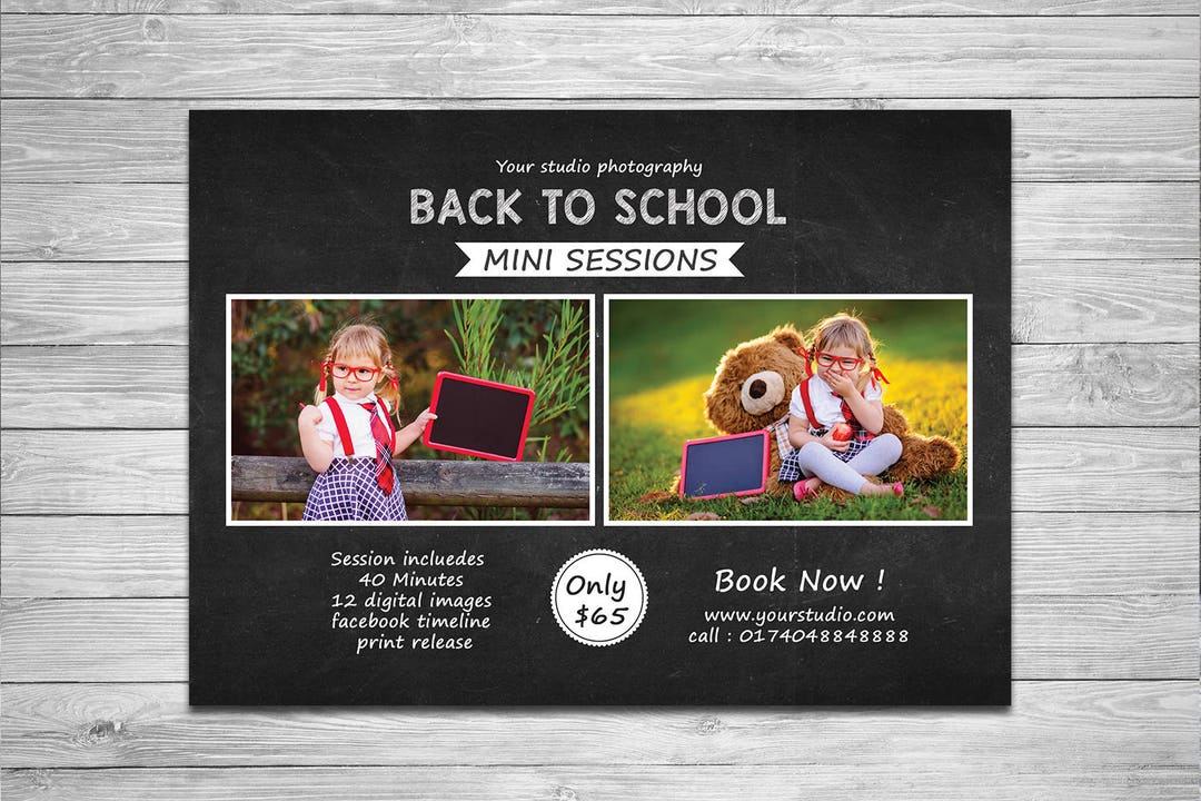 Back to School Photography Mini Session Template Photography Marketing ...