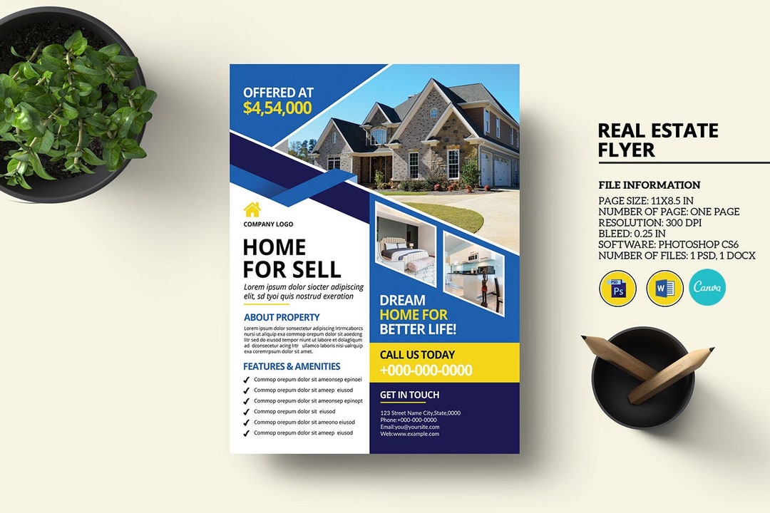 Printable Real Estate Flyer Template , Relator Flyer, MS Word ...