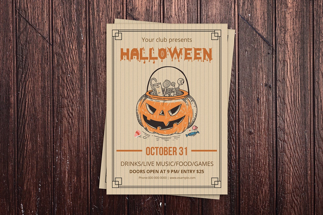 Diy Halloween Party Invitation Template Printable Halloween Party Flyer ...