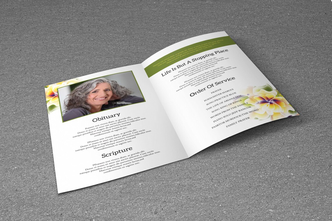 Printable Funeral Program Template Obituary Template - Etsy