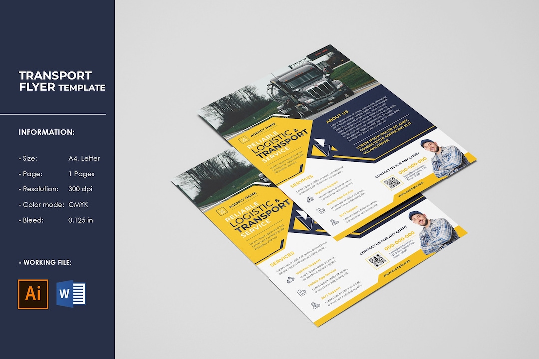 Transport Agency Flyer Template , Freight Transport, Shipment Services ...