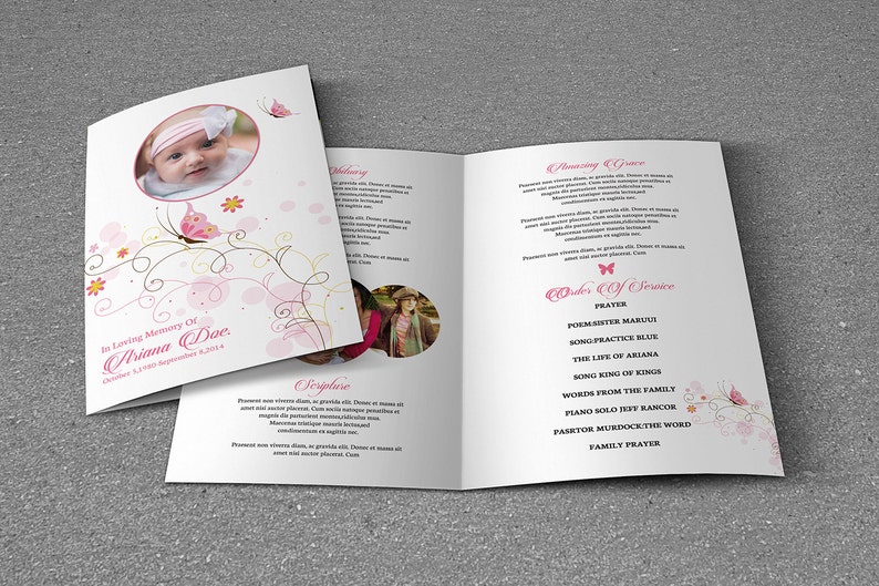 Child Funeral Program Template: Bifold Brochure (canva, Word, Photoshop ...