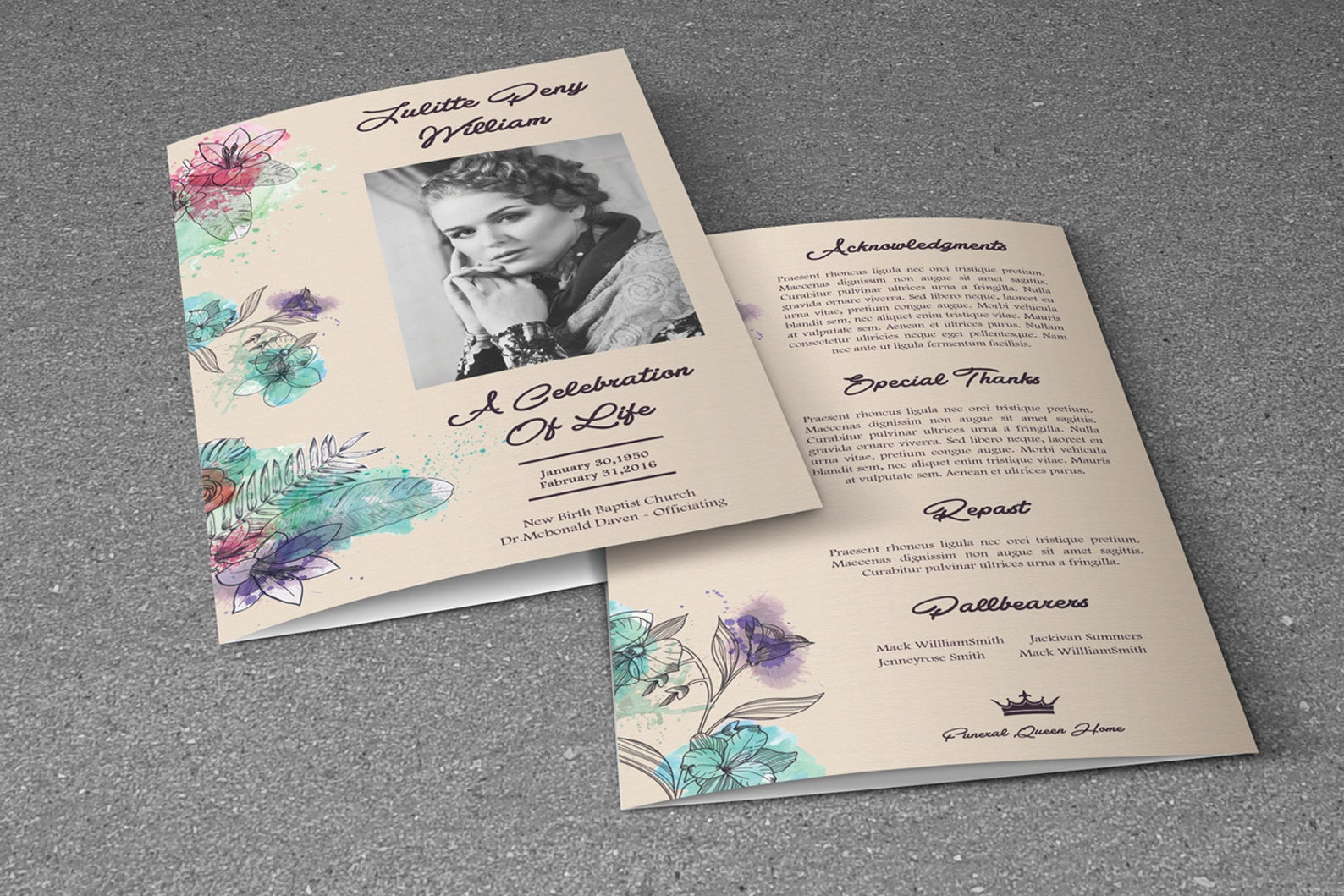 Vintage Funeral Program Template Obituary Template | Etsy