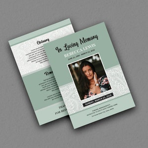 Funeral Program Template | 5x7 Funeral Card Template | Obituary ...