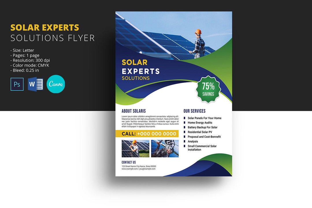 Solar Energy Flyer Template: Modern Design for Word, Photoshop, Canva ...