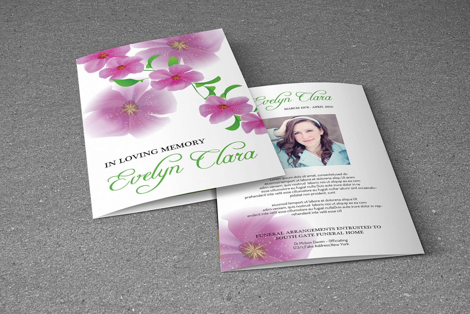 Floral Funeral Program Template Obituary Template | Etsy