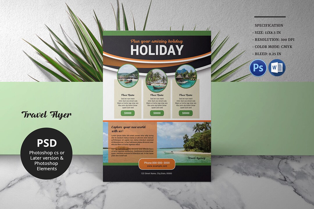 Travel Agency Promotion Flyer Template Photoshop and Ms Word Template ...