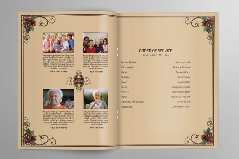 8 Pages Funeral Program Template Funeral Booklet Template - Etsy