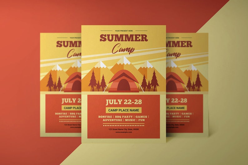 Summer Camp Flyer Template MS Word & Photoshop Template - Etsy