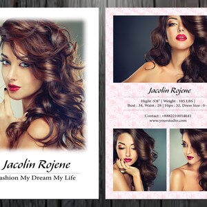 Modeling Comp Card Fashion Model Comp Card Template | Etsy