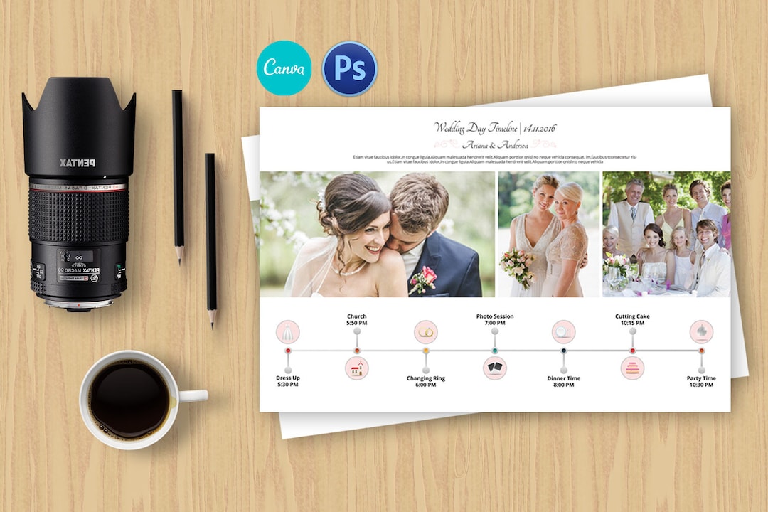 Wedding Day Timeline Template for Photographer (photoshop and Canva) - Etsy