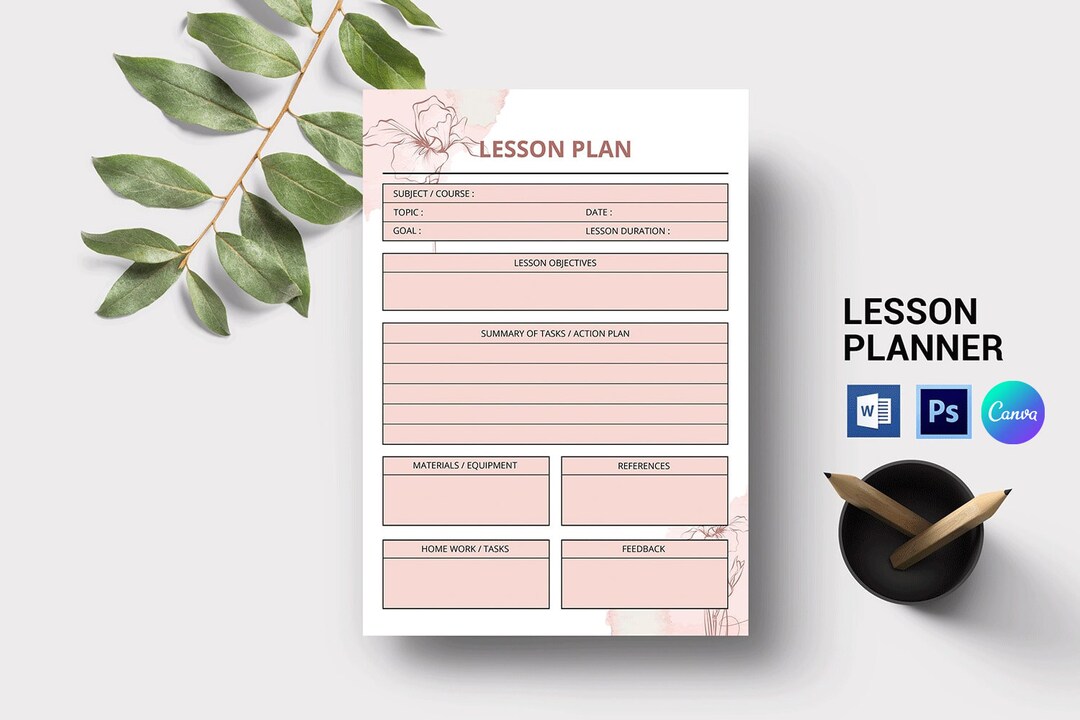 Lesson Plan Printable Template, Lesson Planner Page | A4 Size JPG, Ms ...