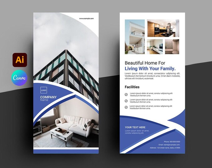 Modern Business Rack Card Flyer Canva Template, Editable Small Business ...