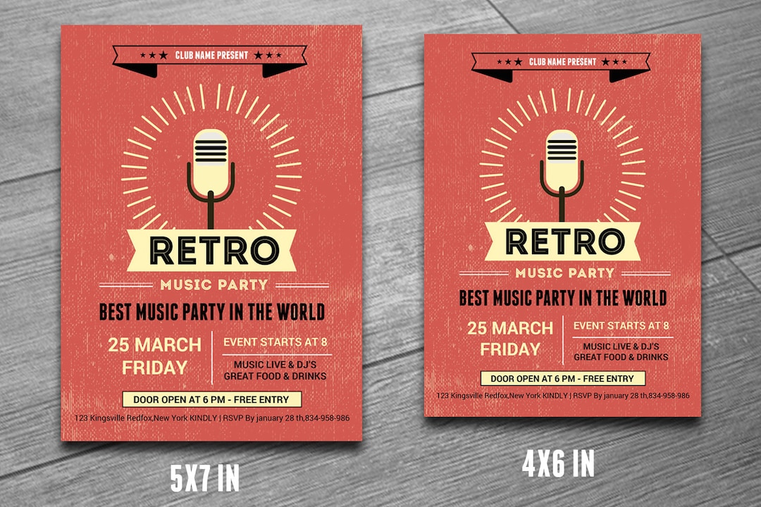 Retro Music Party Flyer | Night Club Party Flyer Template | Valentines ...