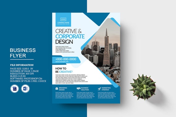 Printable Business Flyer Corporate Flyer Template Ms Word | Etsy