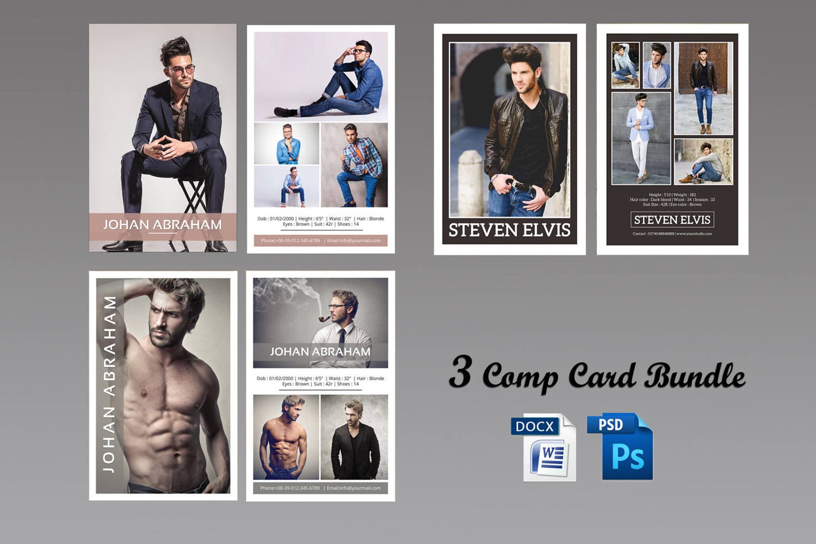 3 Model Comp Card Template Bundle Modeling Comp Card Model - Etsy