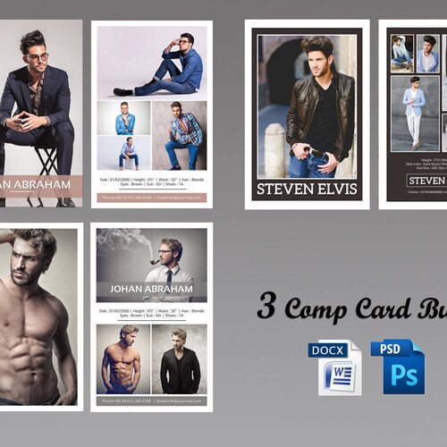 Modeling Comp Card Template Model Agency Zed Card - Etsy
