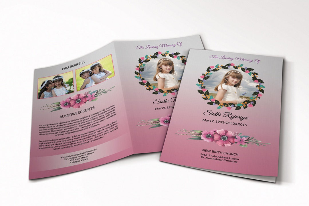Child Funeral Program Template Obituary Template - Etsy