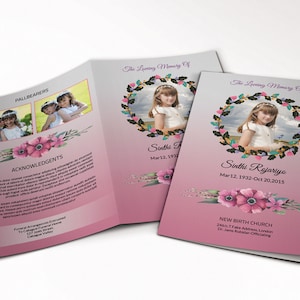 Child Funeral Program Template Obituary Template - Etsy