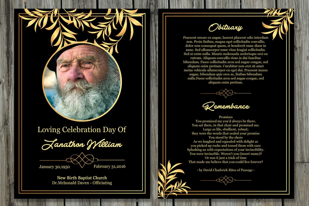 Funeral Program Template: 5x7 Memorial Card (digital Download) - Etsy