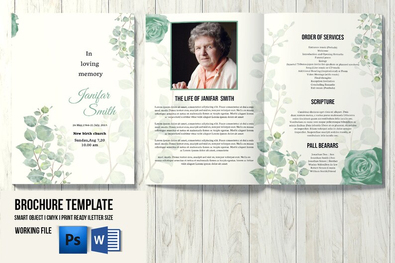 Printable Funeral Program Template Obituary Template Ms | Etsy