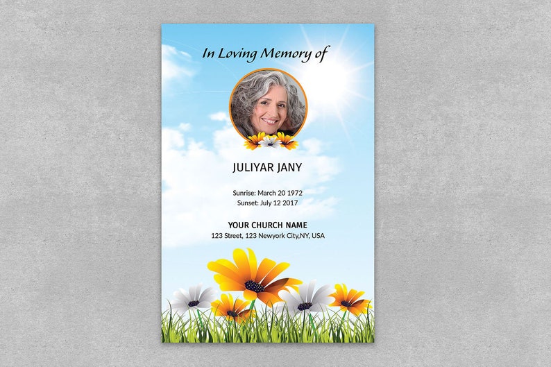 Memorial Prayer Card Template Funeral Prayer Card Editable - Etsy