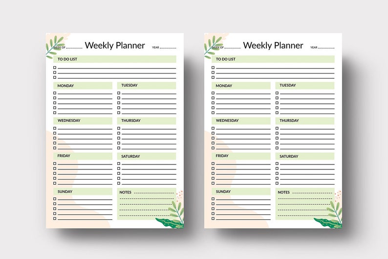 Weekly Planner Insert Template Printable Planner Template - Etsy