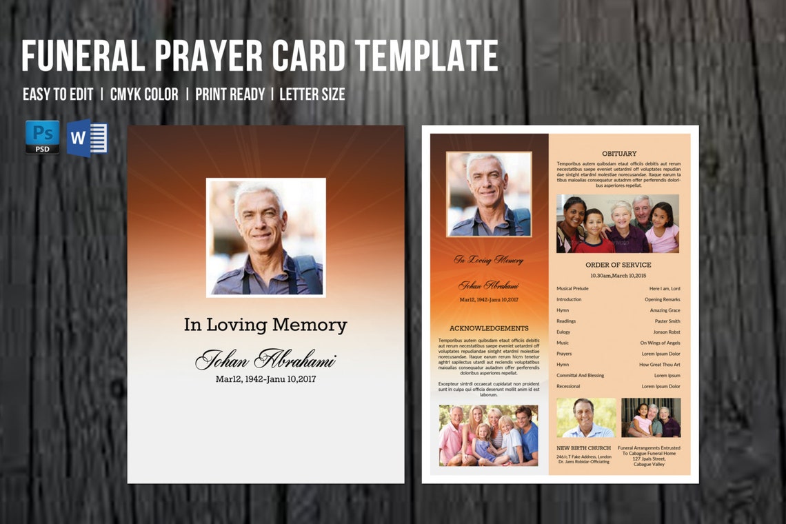 Funeral Program Template Funeral Card Template Memorial - Etsy