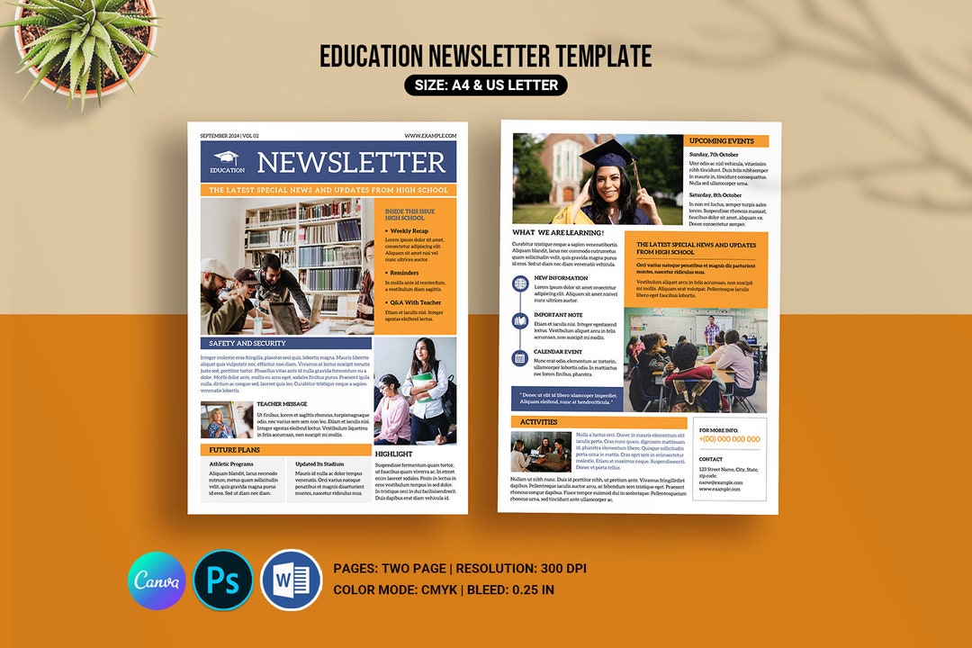 Education Newsletter Template, Student Newsletter | Ms Word , Photoshop ...