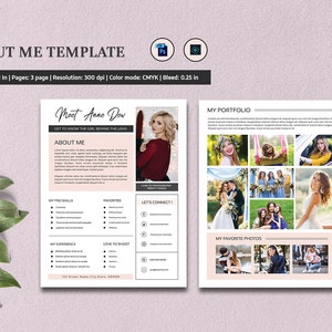 About Me Page Template Professional Photographer About Me Page and ...