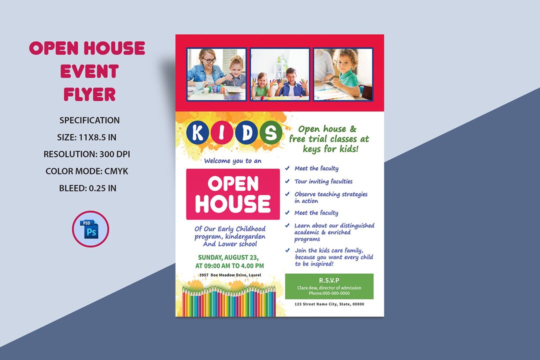 School Open House Flyer Template: Customizable Education Event Design ...