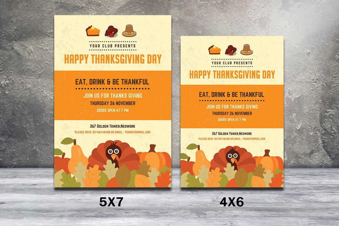 Thanksgiving Invitation | Printable Thanksgiving Party Flyer Template ...