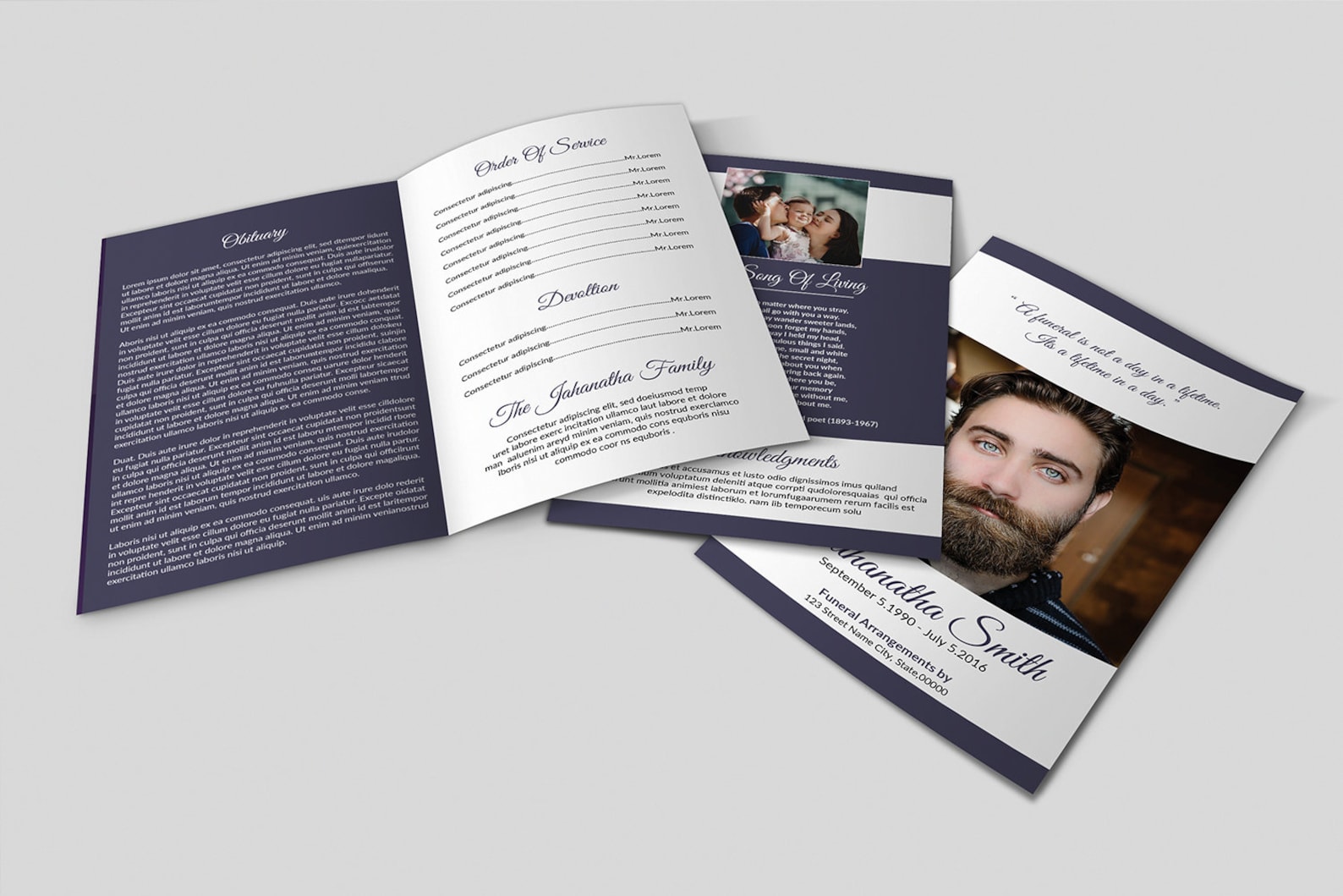 Printable Funeral Program Template: Editable in Word, Photoshop, Canva ...